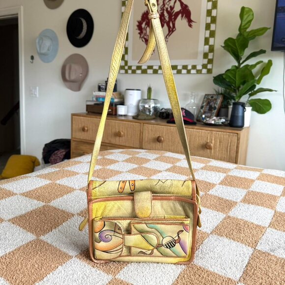 Magnifique | Bags | Magnifique Yellow Boho Leather Crossbody Purse Bag ...